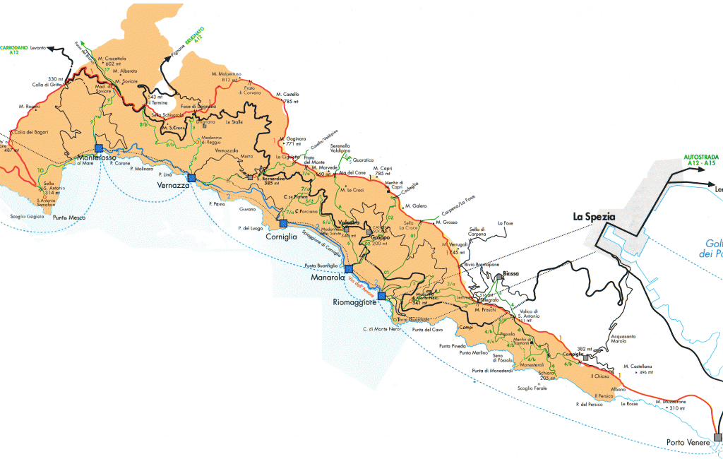 Mapa de Cinque Terre - Guía Blog Italia